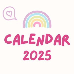 2025 Rainbow Colourful Pastel Playful Calendar - Etsy