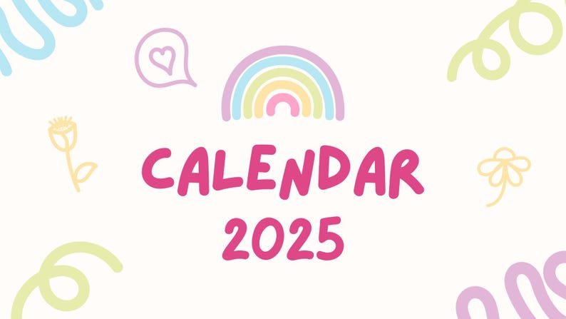 2025 Rainbow Colourful Pastel Playful Calendar - Etsy