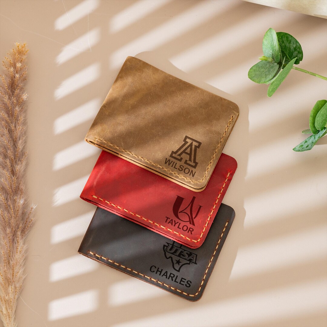 Personalized Wallet, Custom College Logo Wallet, Men Wallet, Engraved ...