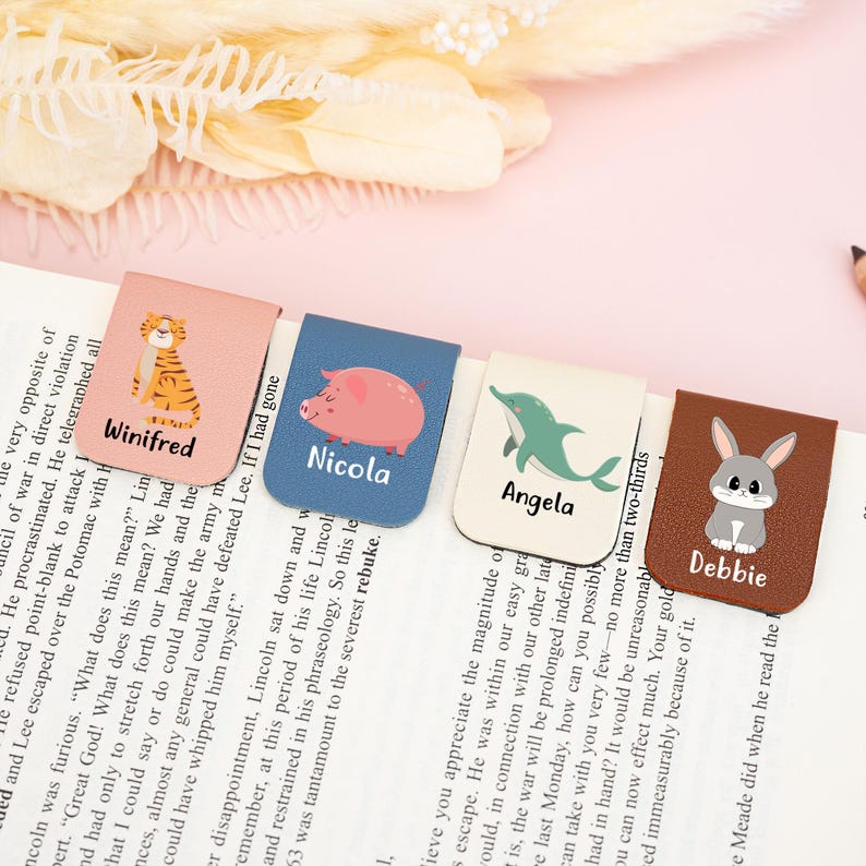 Personalized Kids Bookmarks, Cute Animal Bookmarks, Magnetic Paper ...