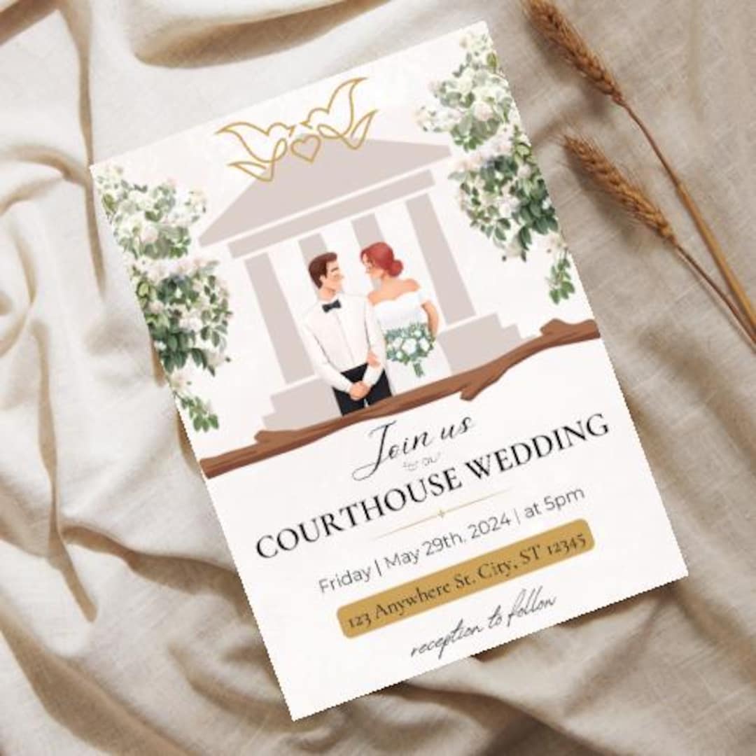 Courthouse Wedding Invitation Template | DIY Template on Canva | Easy ...