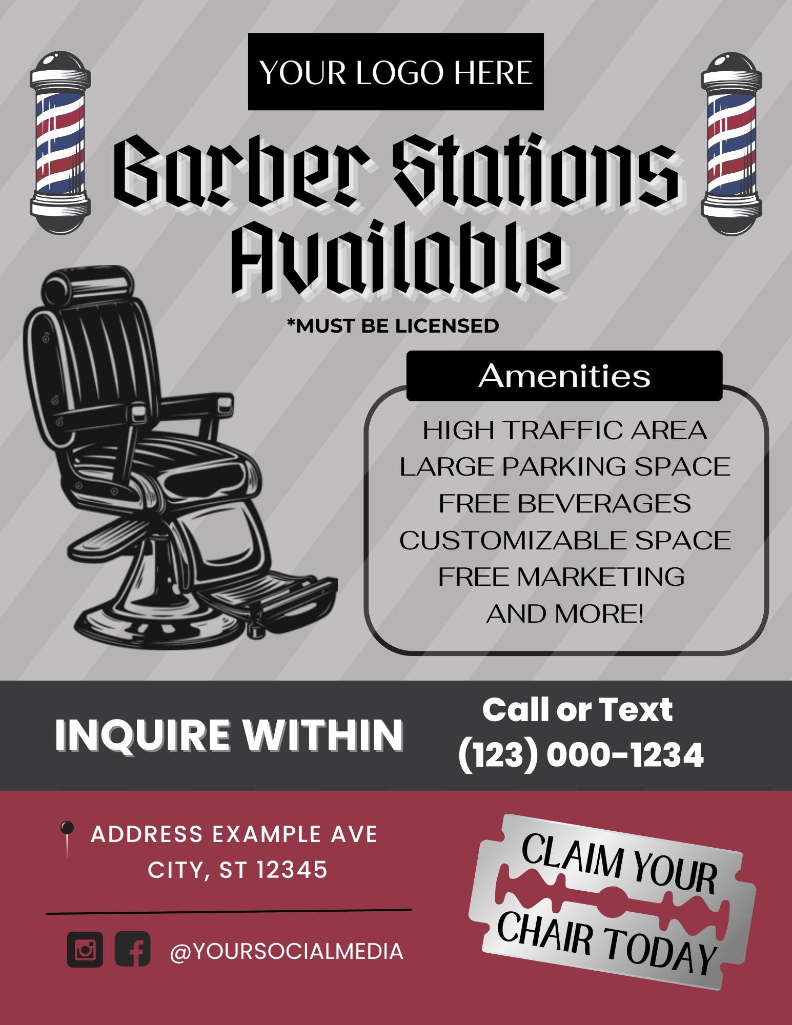 Premade Flyer Template for Barbers | Barbershop Ad Template | DIY ...