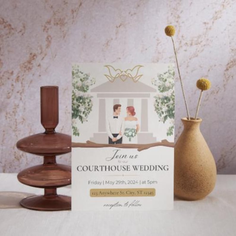 Courthouse Wedding Invitation Template | DIY Template on Canva | Easy ...