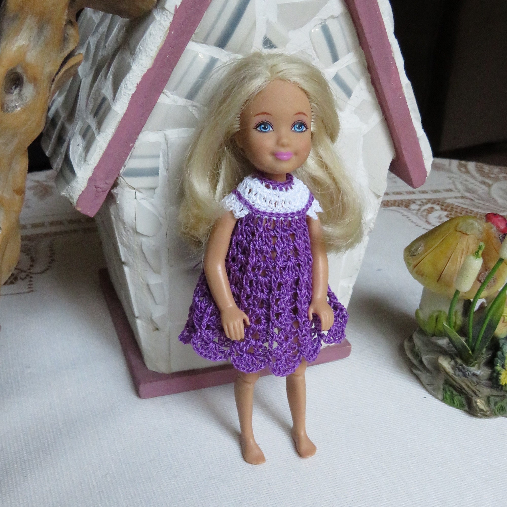 Crochet clothes for 5 1/2 inch Chelsea Doll 1 piece Dress | Etsy