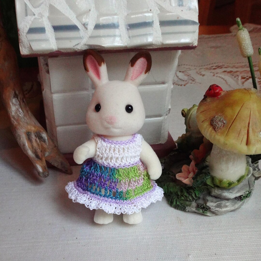 Doll Clothes Calico Critters 3 Inch Mom 1 Piece Dress Blue Green ...