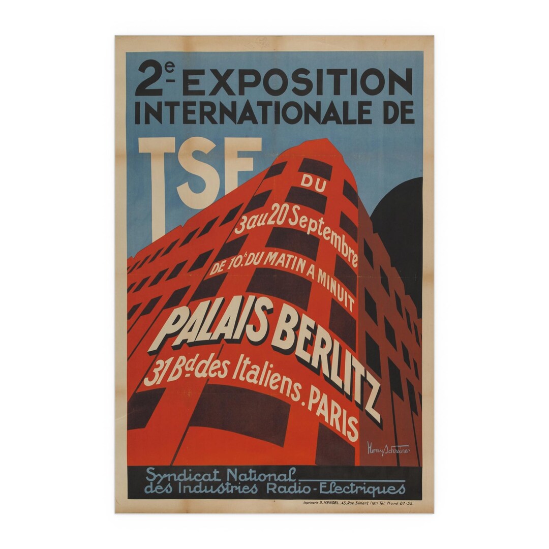 Silk Poster 001, Vintage 1932 TSF Palais Berlitz Exposition Wall Art ...