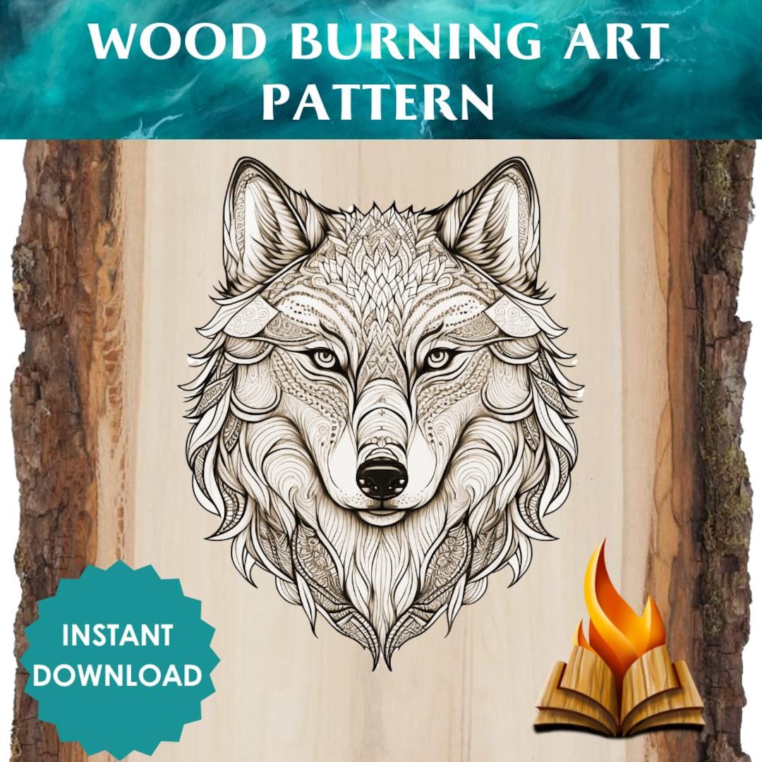 Wolf Wood Burning Pattern – Printable Pyrography Design, Detailed ...
