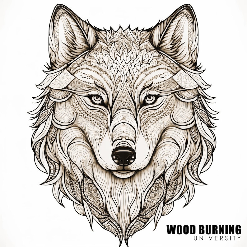 Wolf Wood Burning Pattern – Printable Pyrography Design, Detailed ...