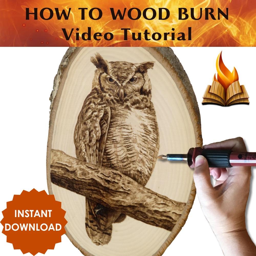 Realistic Owl Wood Burning Tutorial – Step-by-step Pyrography Video ...