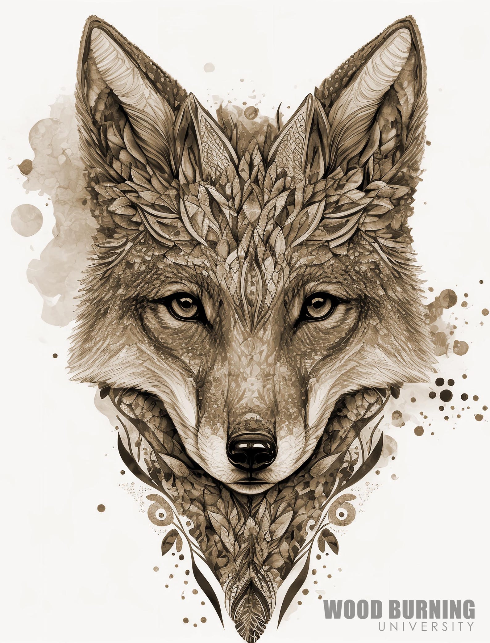 Floral Fox Pyrography Pattern – Intricate Wood Burning Art (digital ...