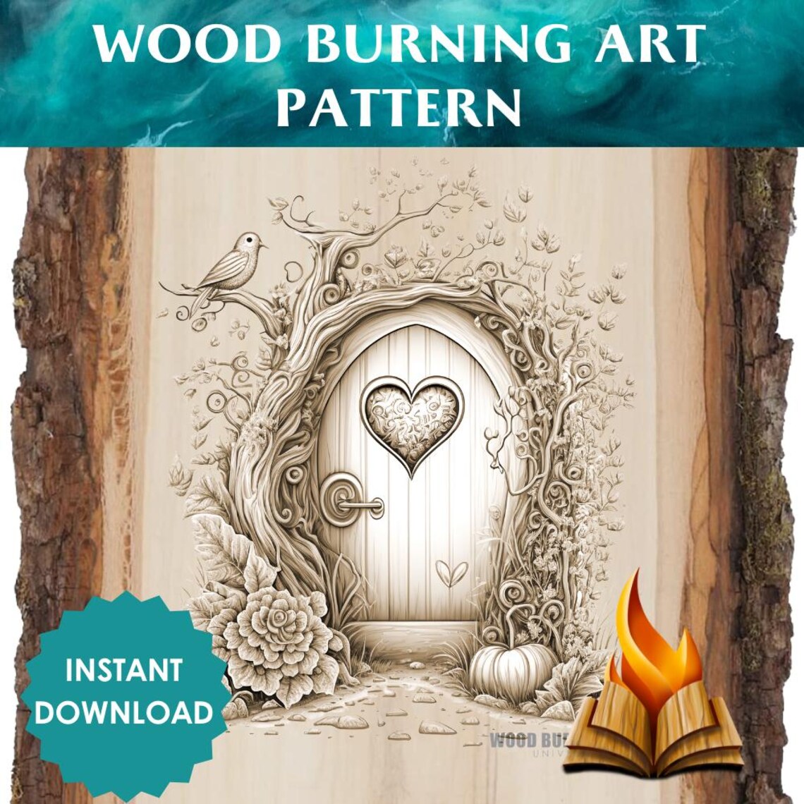 Enchanted Door Wood Burning Pattern – Fairy Tale Pyrography Design ...