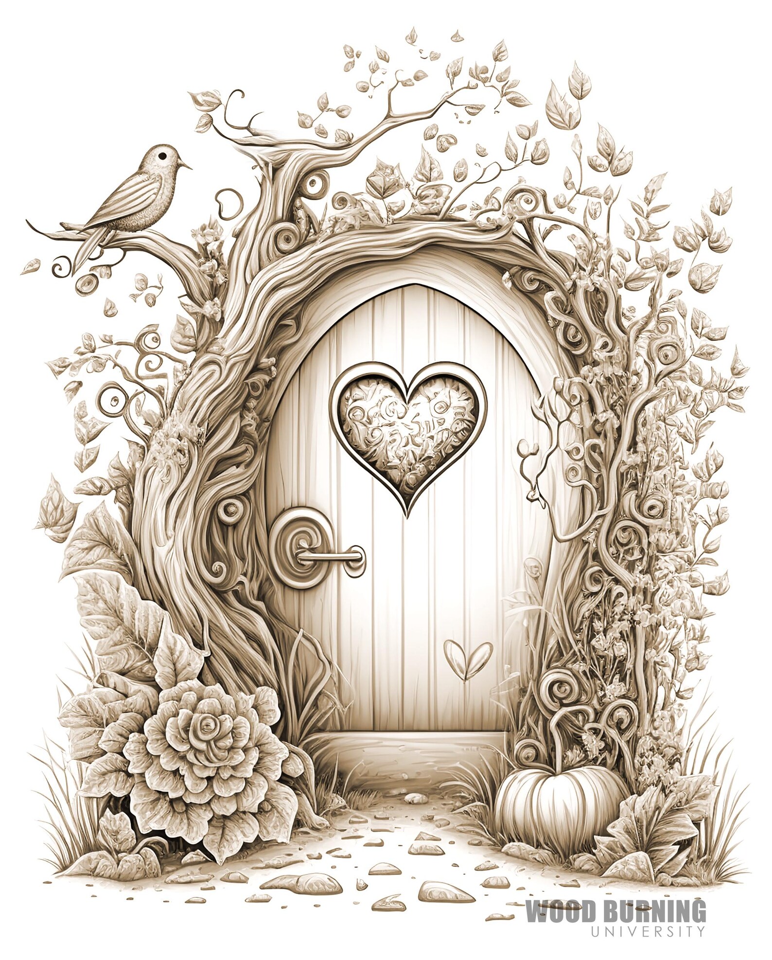 Enchanted Door Wood Burning Pattern – Fairy Tale Pyrography Design ...