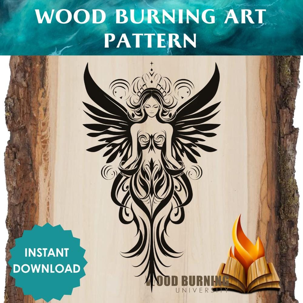 Angelic Mandala Wood Burning Pattern – Printable Pyrography Design ...