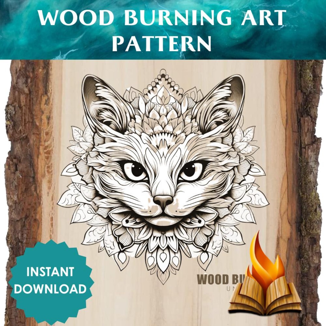 Cat Mandala Wood Burning Pattern – Intricate Pyrography Design ...