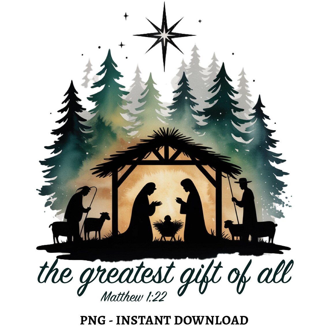 Watercolor Nativity Scene PNG, Christian Christmas Clipart (digital ...
