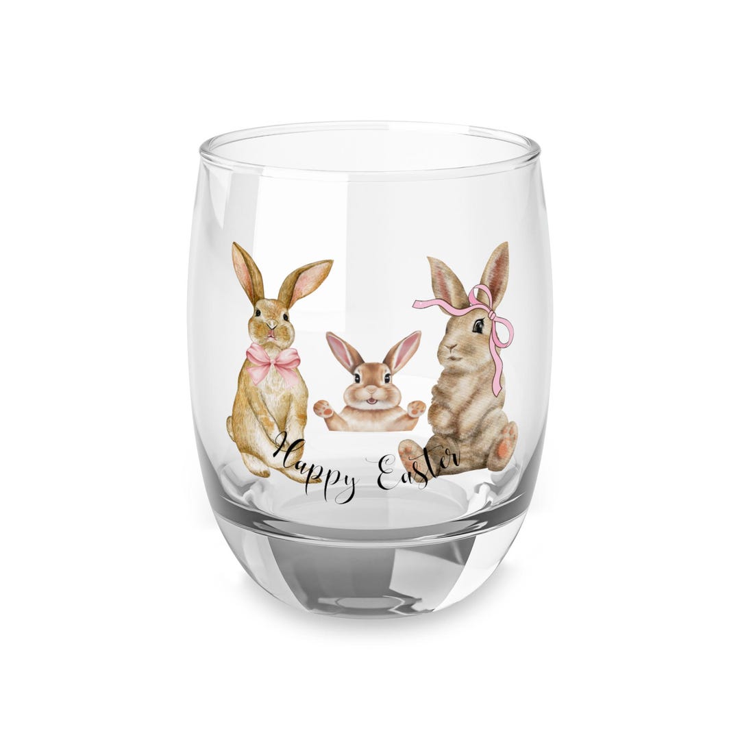 Easter Whiskey Glass - Cute Bunny Rocks Glass - Happy Easter Gift ...