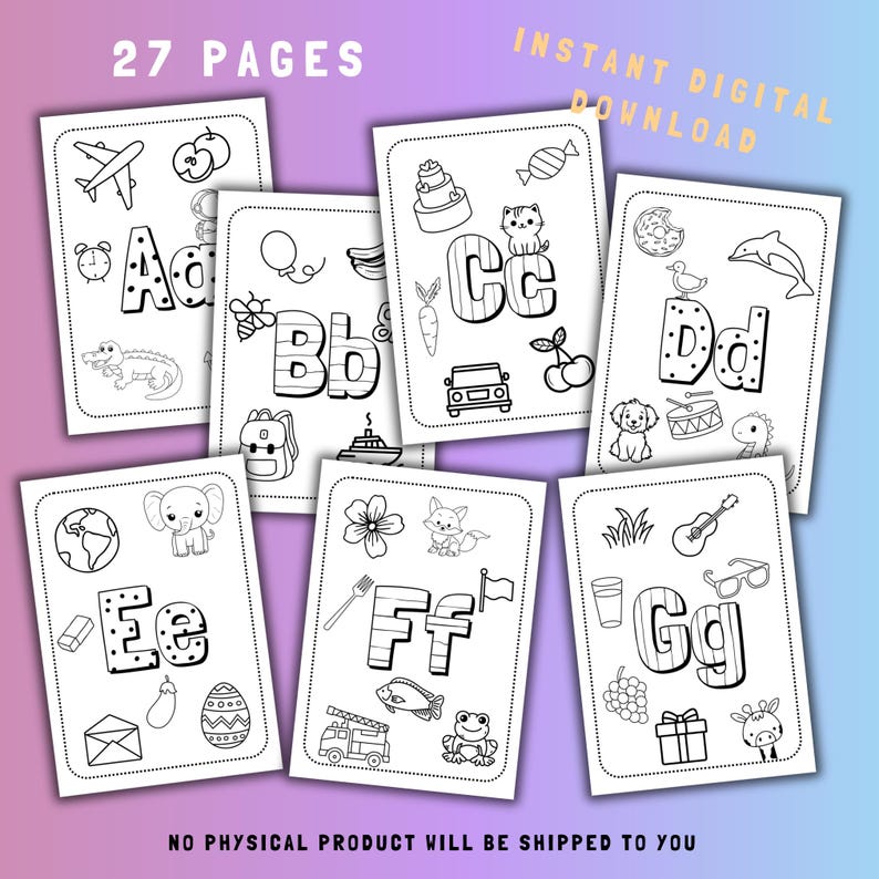 Alphabet Coloring Pages PDF. Kindergarten Learning Activity ...