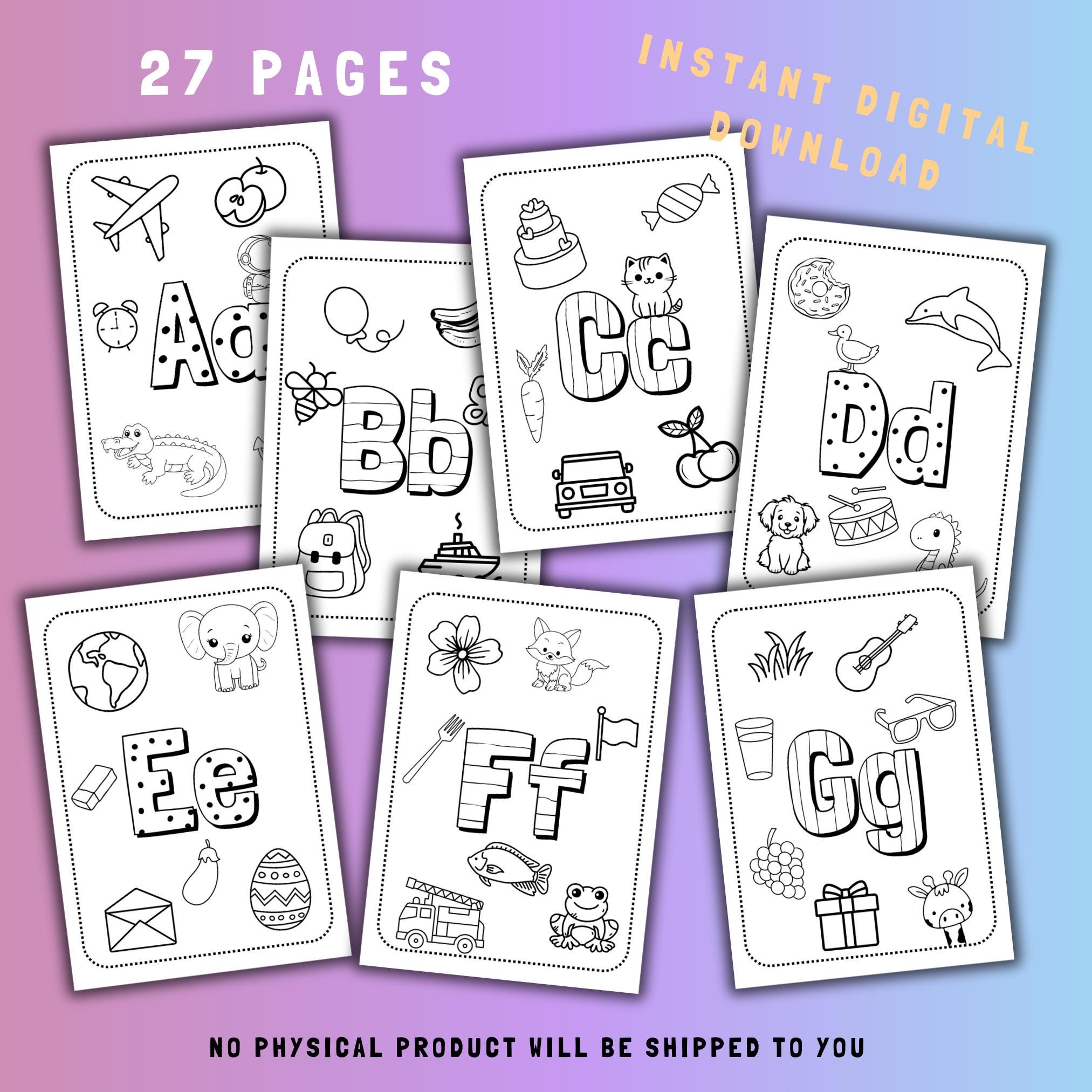 Alphabet Coloring Pages PDF. Kindergarten Learning Activity ...