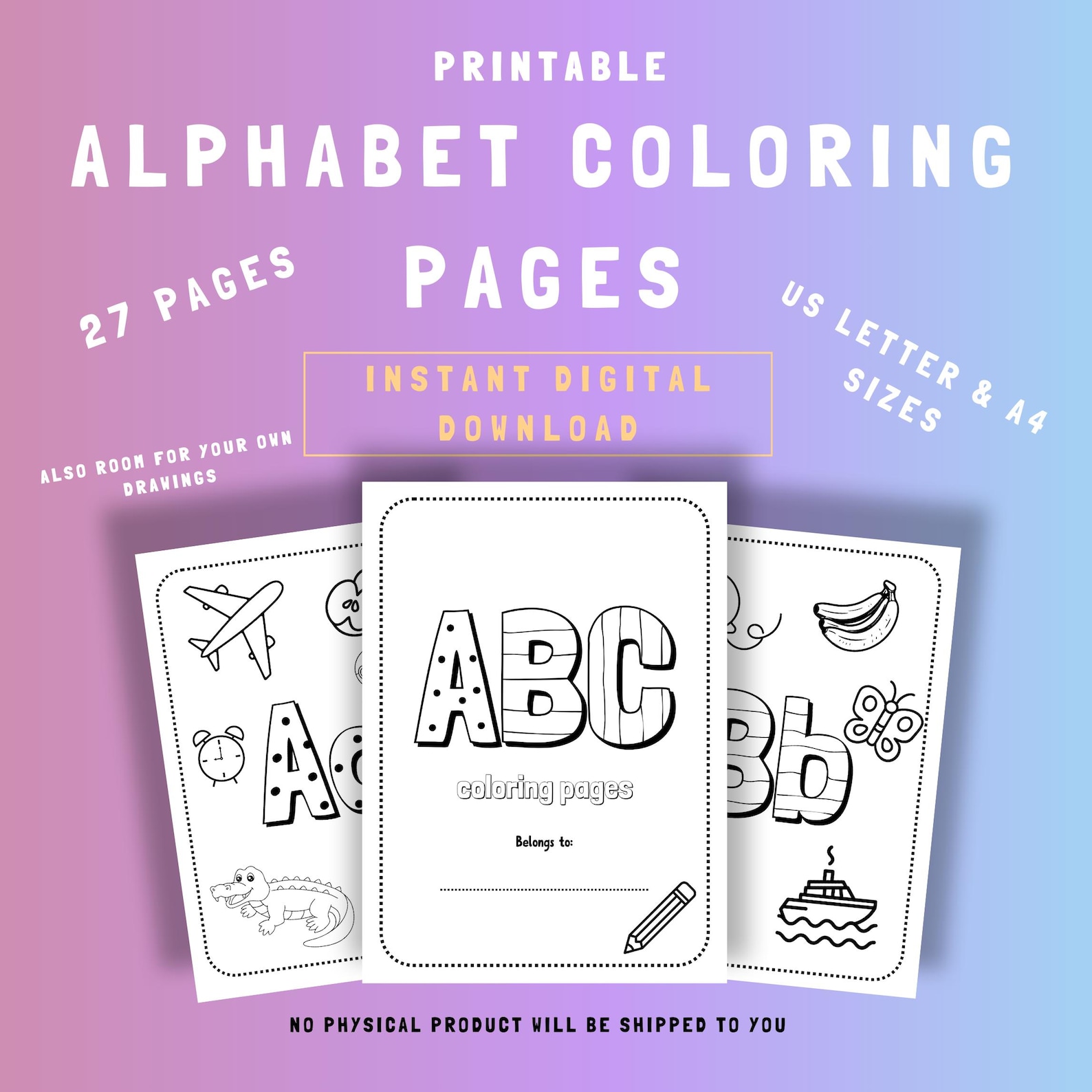 Alphabet Coloring Pages PDF. Kindergarten Learning Activity ...