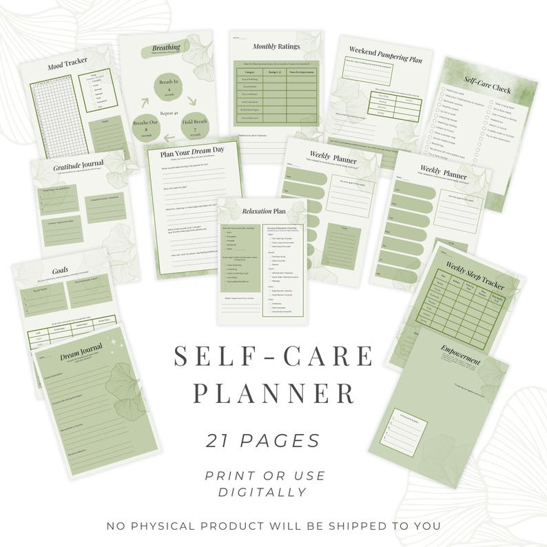 Self-care Planner Printable: Wellness Journal, Sleep & Dream Tracker ...
