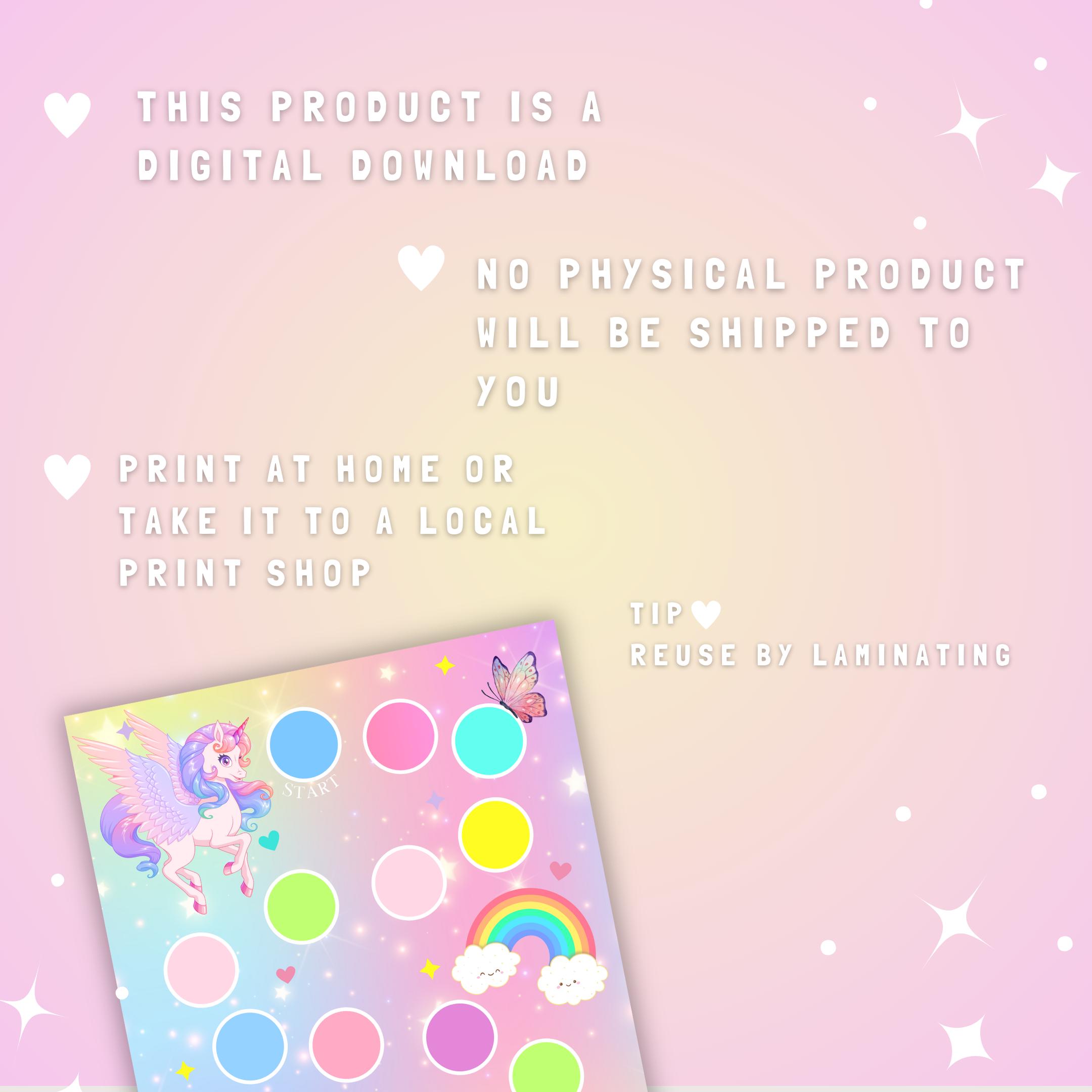 Printable Unicorn Reward Chart: Kids Motivation, Rainbow Design (PDF ...