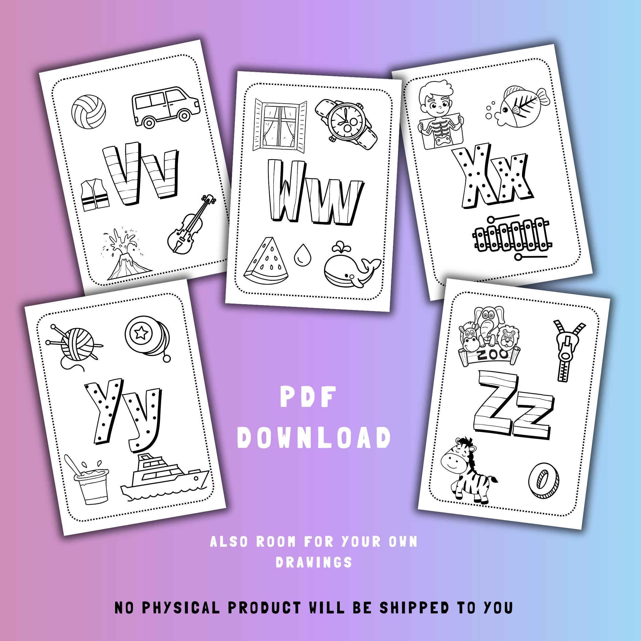 Alphabet Coloring Pages PDF. Kindergarten Learning Activity ...