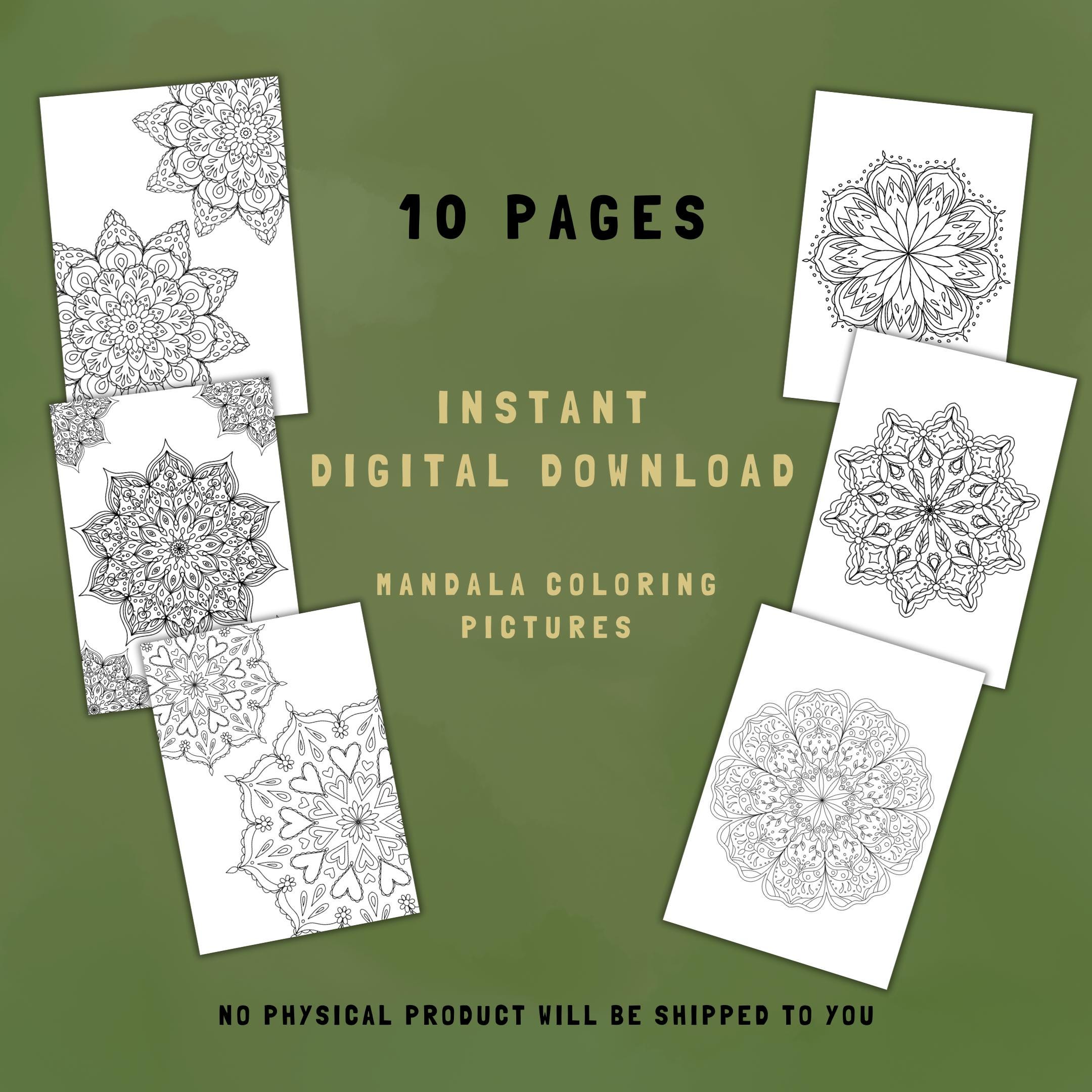 Hand-drawn Mandala Coloring Pages, Digital Art, Relaxing Coloring ...