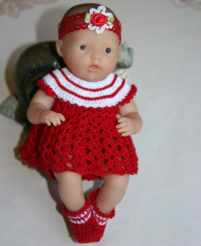 PDF PATTERN Crochet 7.5 8 Inch Baby Doll Ruffled Yoke Dress Set Etsy Canada