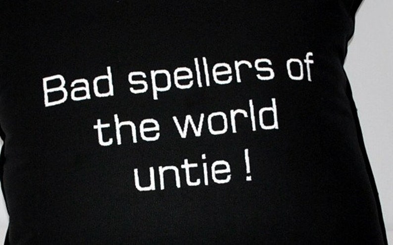 Bad Spellers Black Cotton Embroidered Pillow | Etsy