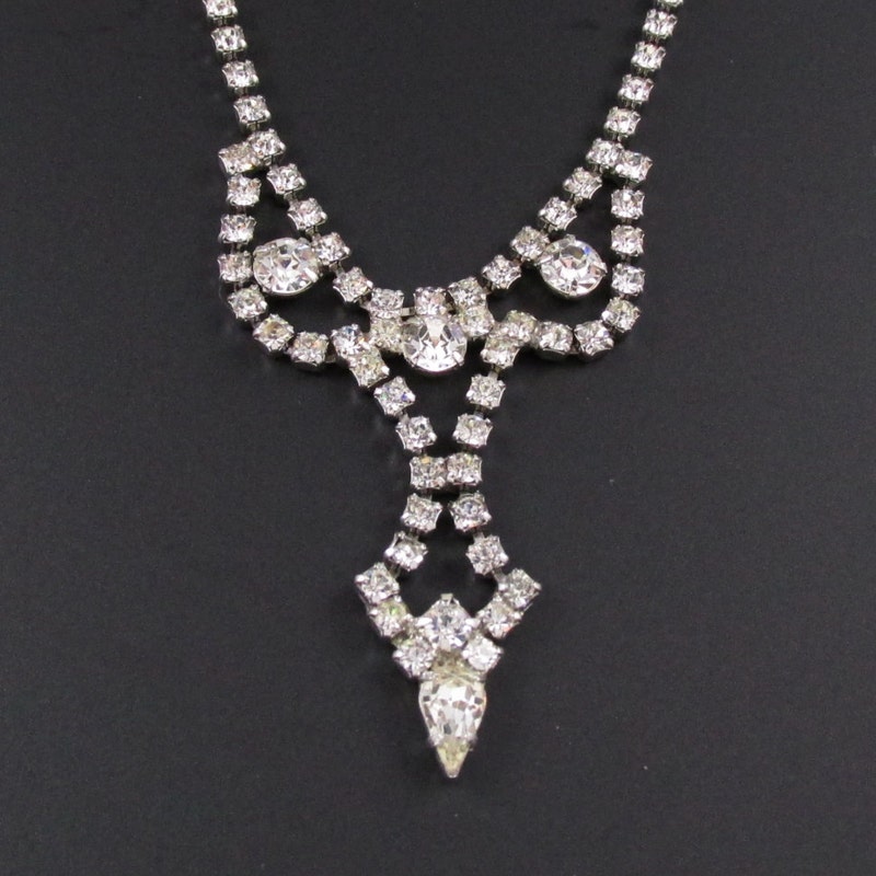 Rhinestone Necklace - Etsy