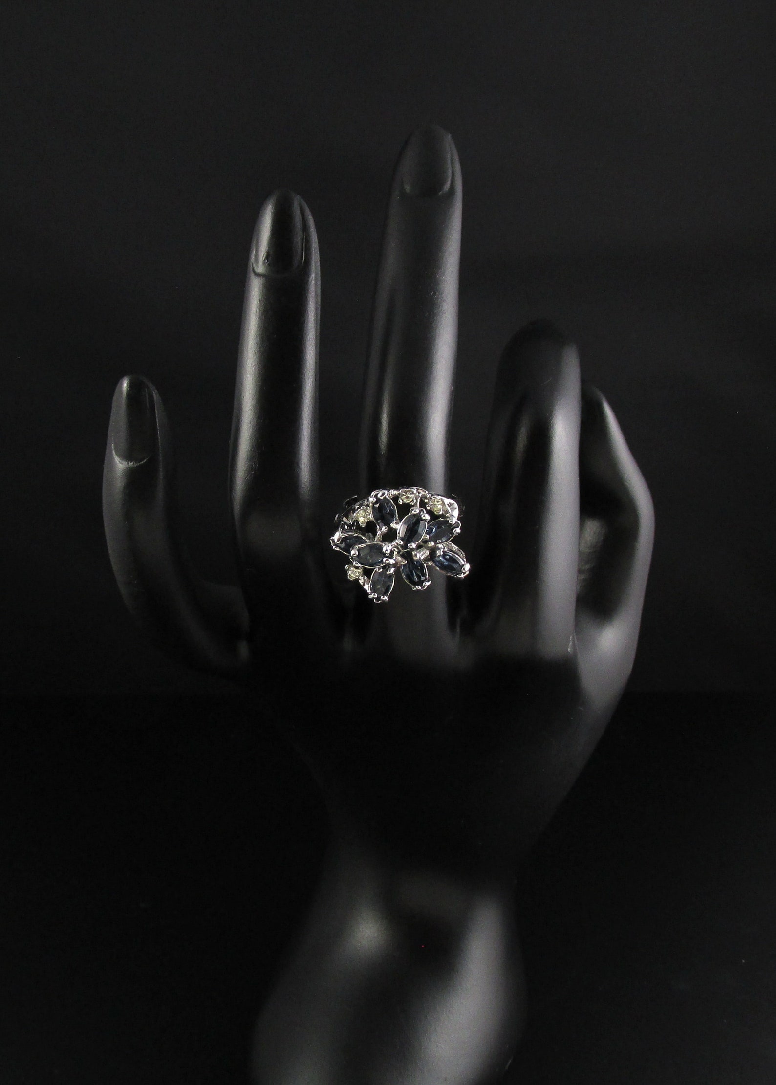 Blue Rhinestone Ring Faux Sapphire Ring Cluster Ring - Etsy