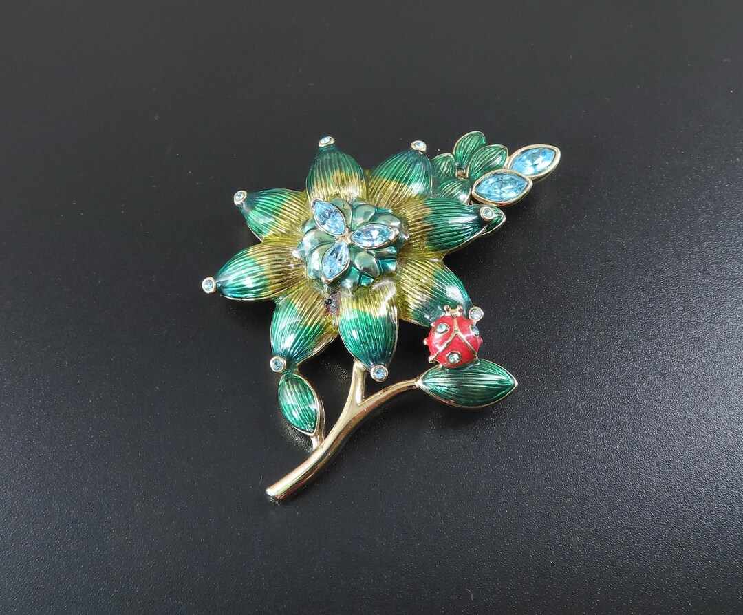 Monet Flower Brooch, Ladybug Brooch - Etsy