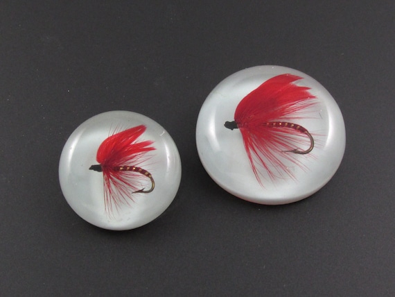Fly Fishing Brooch, Fly Fishing Pin Set, Lucite Brooc… - Gem