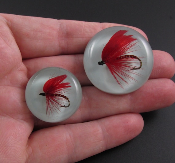 Fly Fishing Brooch, Fly Fishing Pin Set, Lucite Brooc… - Gem