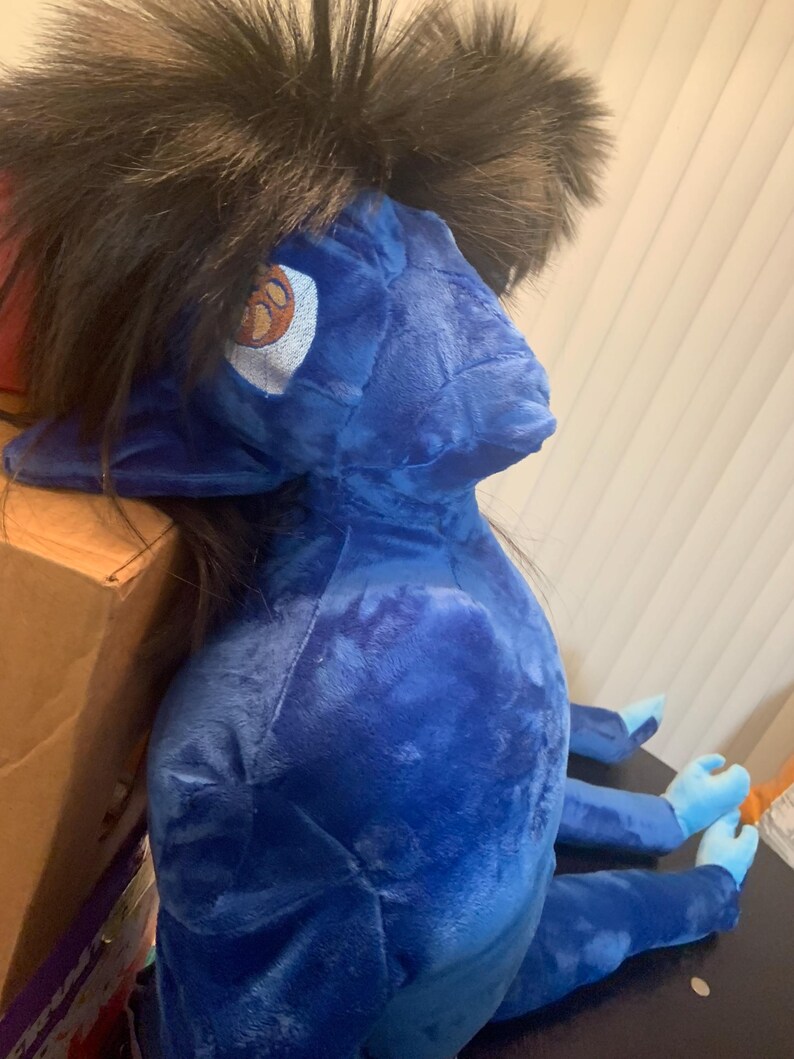 Unstuffed Life Size Blue Elf Mullet Hair Minky Fabric, Embroidered Eyes ...
