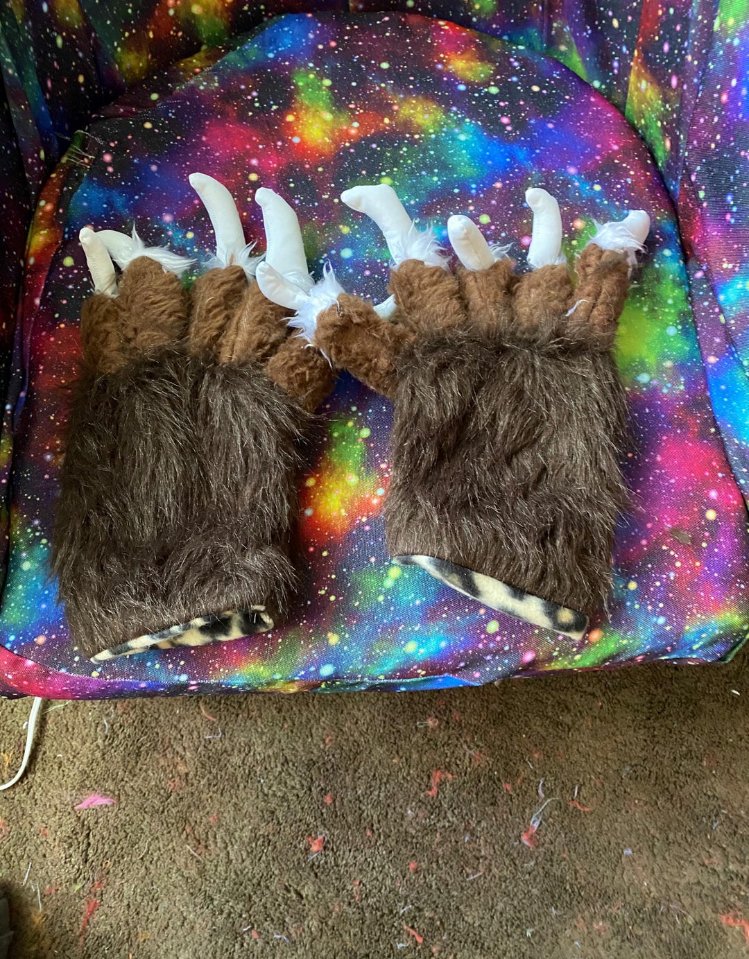 Furry Fursuit Gloves, Brown Faux Fur, UV Glow Claws - Etsy