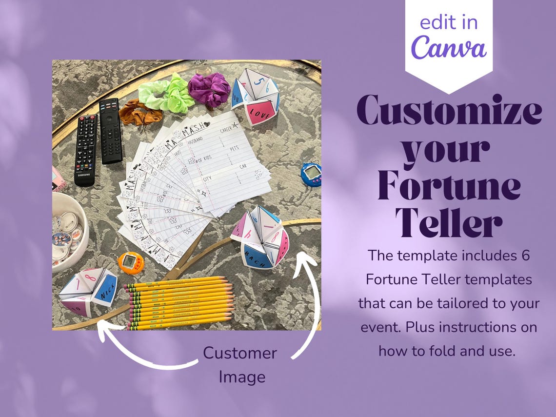 Customizable 90s Fortune Teller Template: Retro Party Game (digital ...