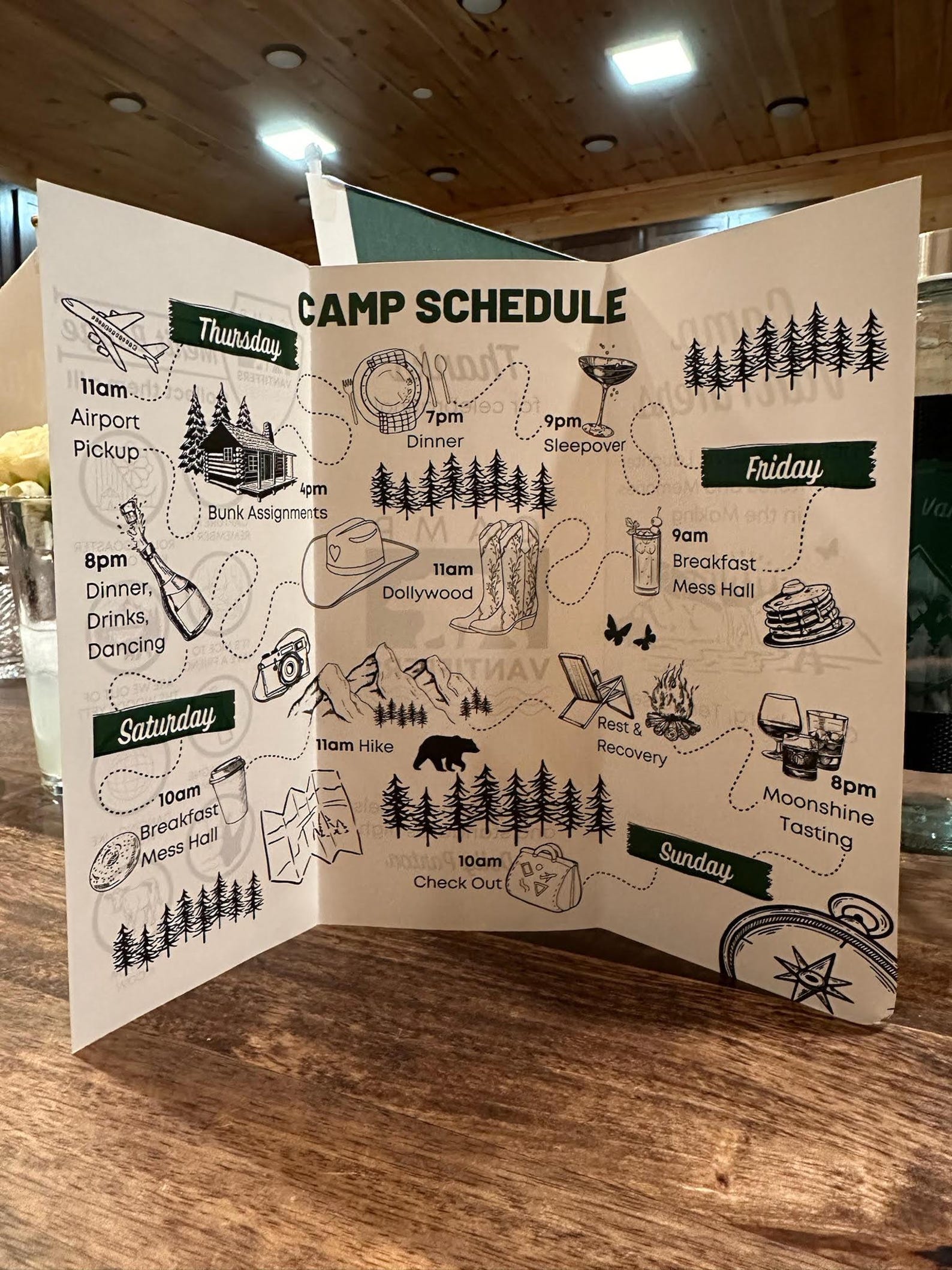 Custom Camp-themed Bachelorette Adventure Map Itinerary | Personalized ...