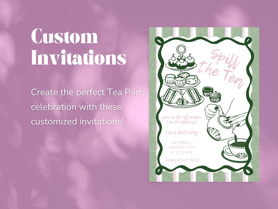 Custom Tea Party Invitation Template – Personalized Par-tea Invite ...