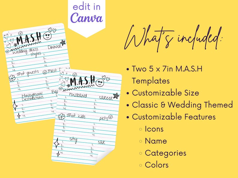 Customizable 90s MASH Game: Retro Fortune Teller (digital Download) - Etsy