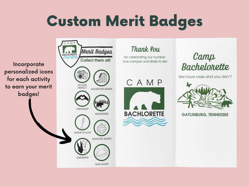 Custom Camp-themed Bachelorette Adventure Map Itinerary | Personalized ...