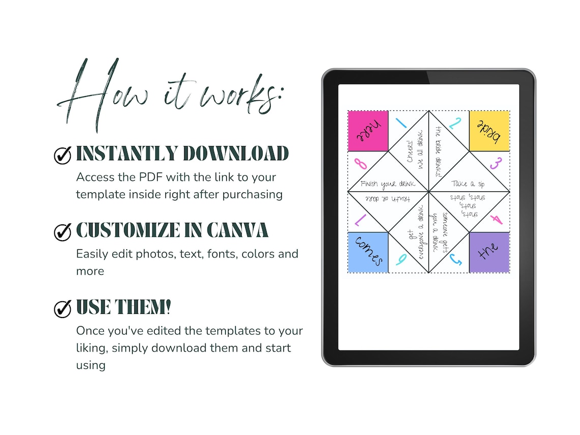Customizable 90s Fortune Teller Template: Retro Party Game (digital ...