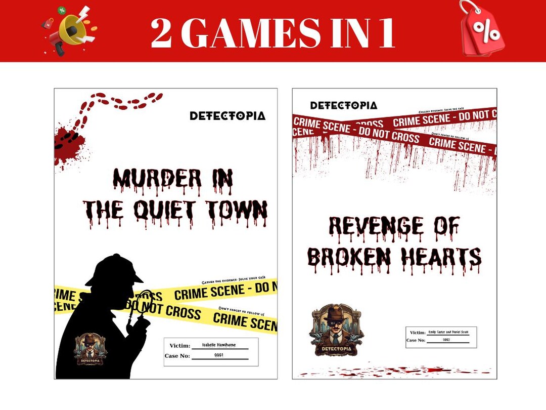 2 GAME IN 1 Detective Game for Parties Unsolved Murder Mystery Game ...