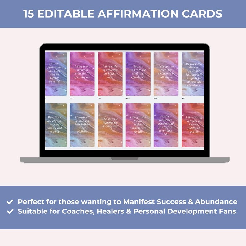Editable Affirmation Cards Canva Template, PLR Resell Rights, Mindset ...