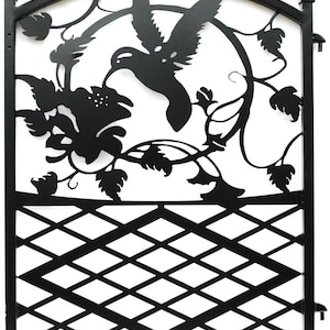 Ornamental Wrought Iron Garden Fence Entrance Gate Hummingbird Flowers ...