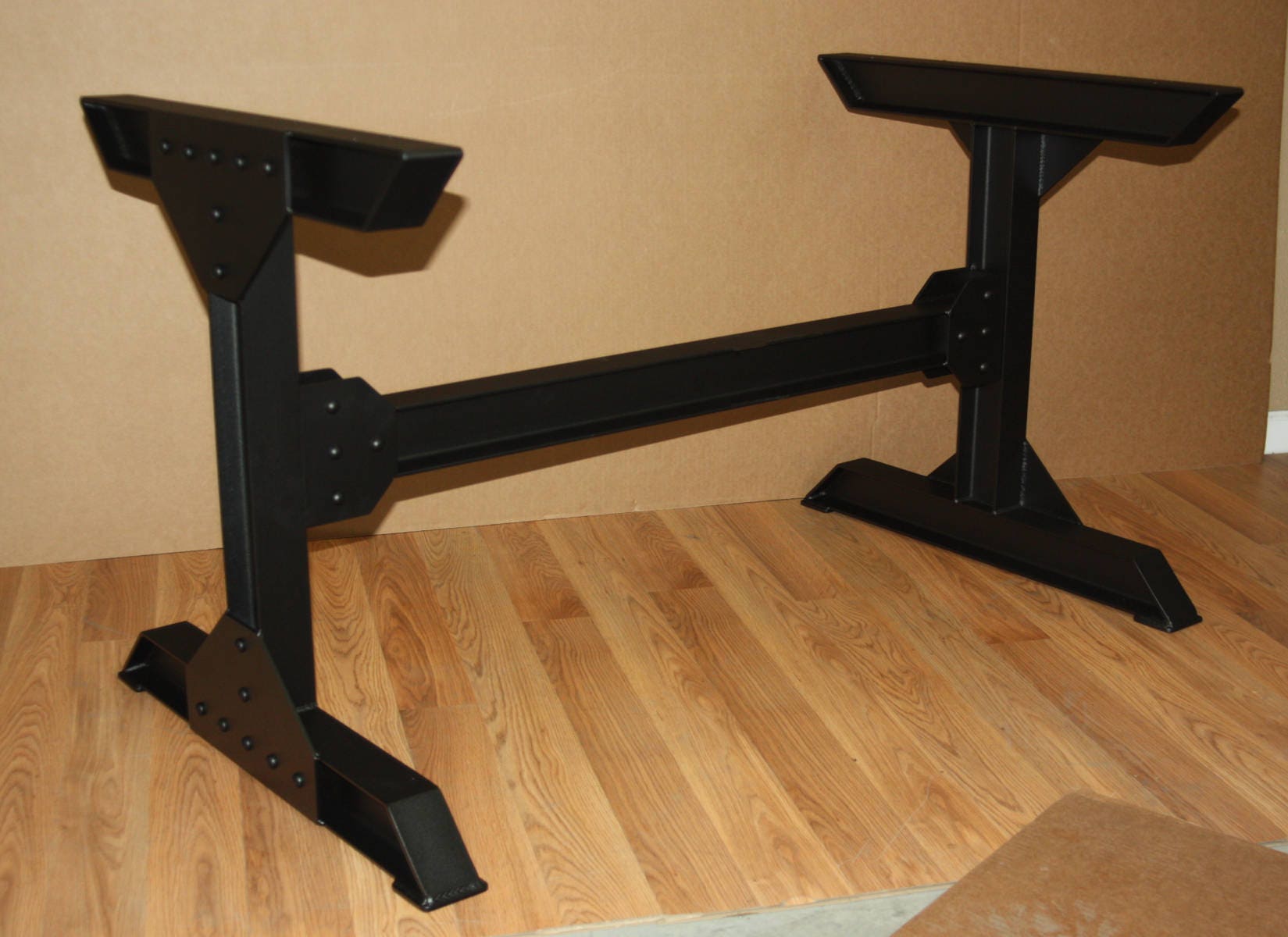 Table base industrial steel I beam with rivets and gussets | Etsy