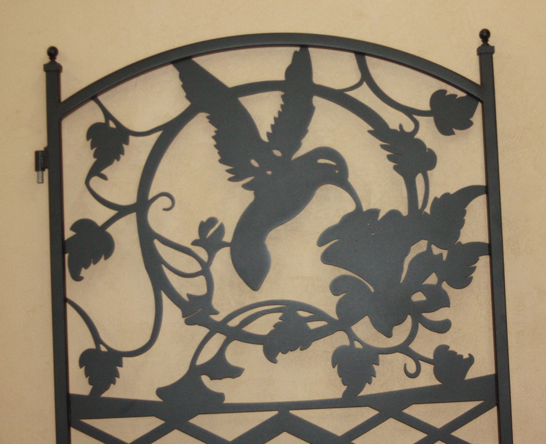 Ornamental Iron Large 4x5 Hummingbird Garden Gate Metal Art Fence ...