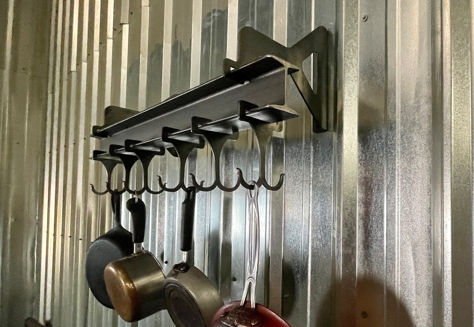 Wall Mount Industrial Steel I Beam Pot Rack Heavy Duty Double Sliding ...
