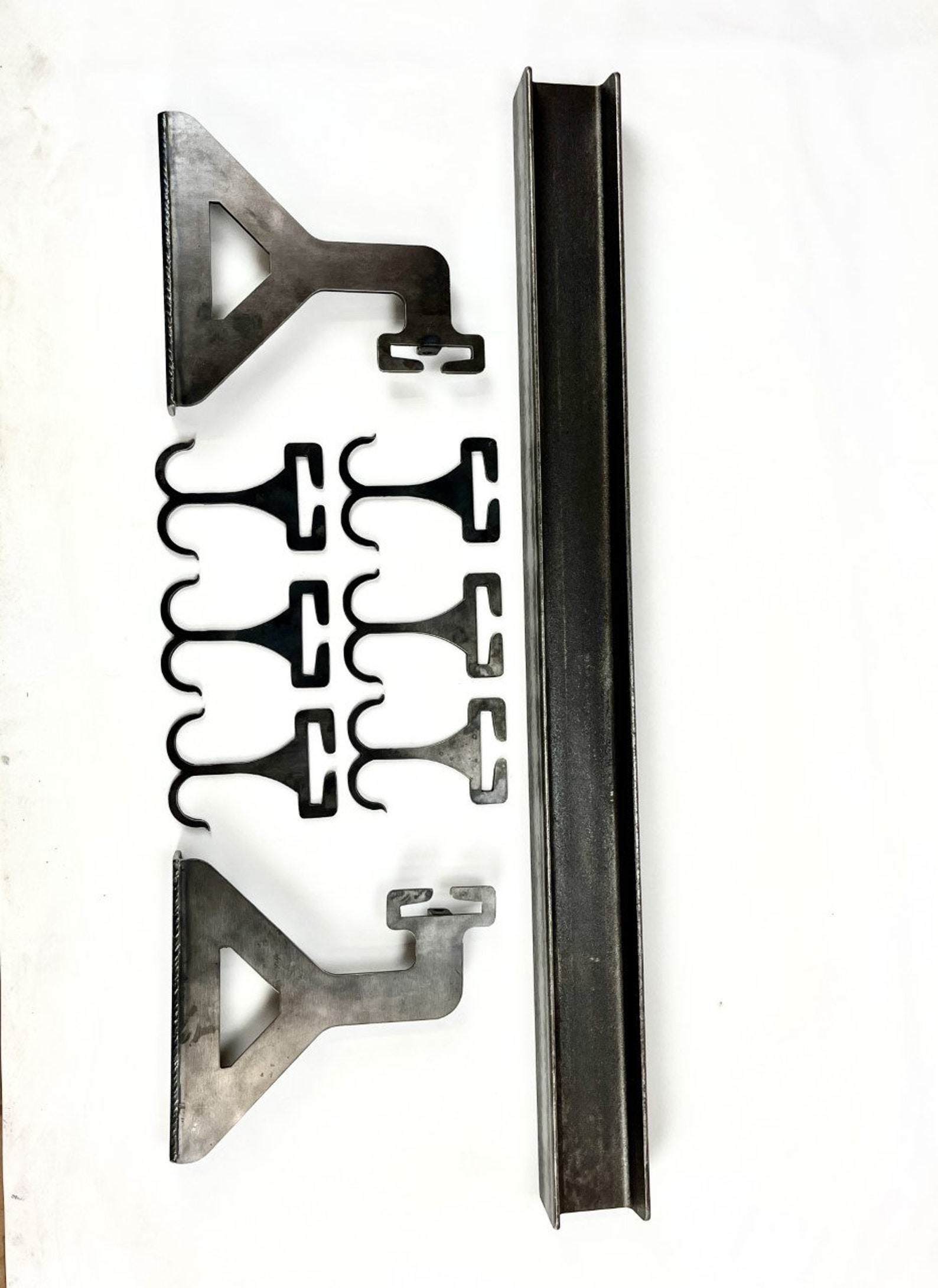 Wall Mount Industrial Steel I Beam Pot Rack Heavy Duty Double Sliding ...