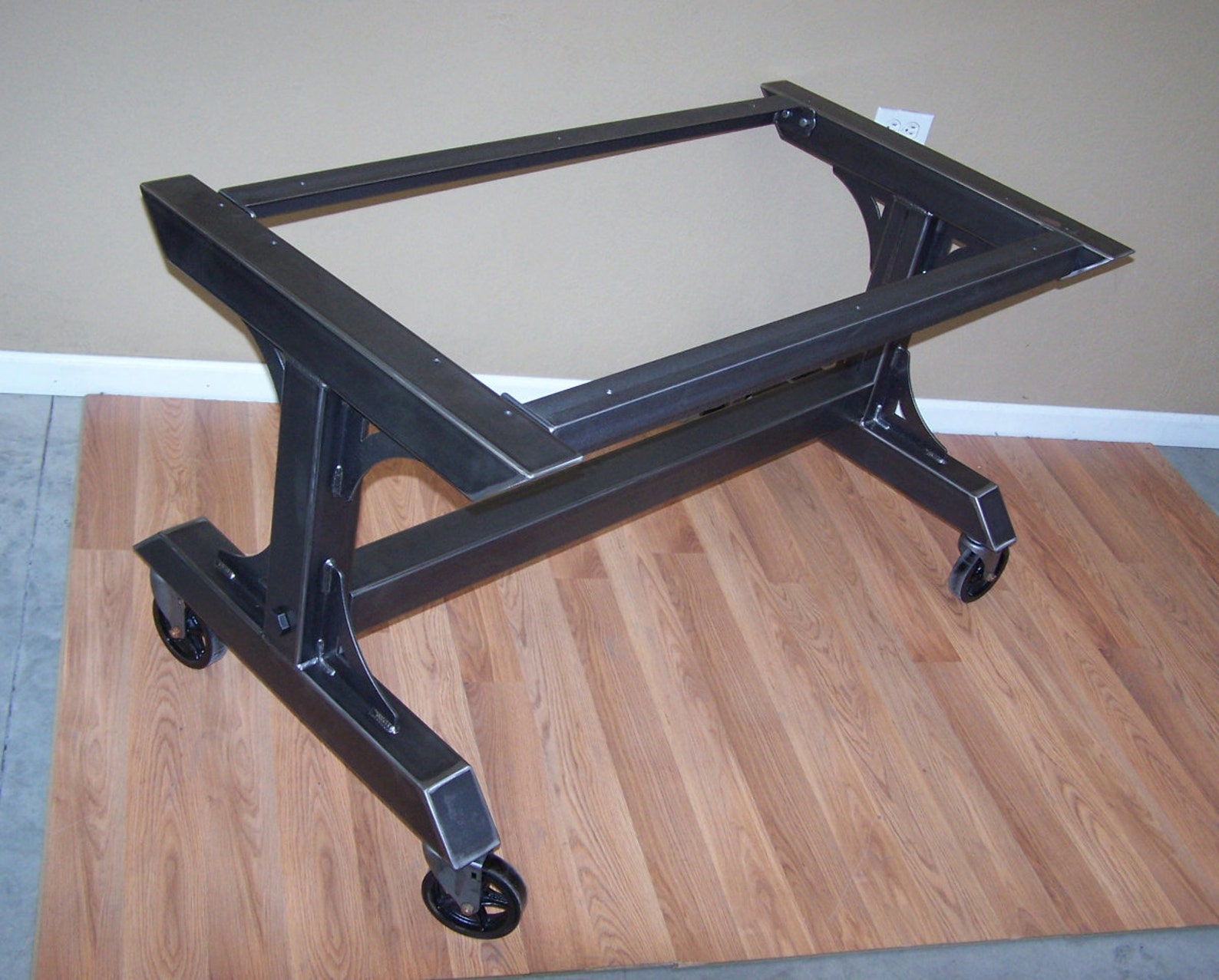 Industrial Steel Dining Table Base Kitchen Island Rolling Work | Etsy